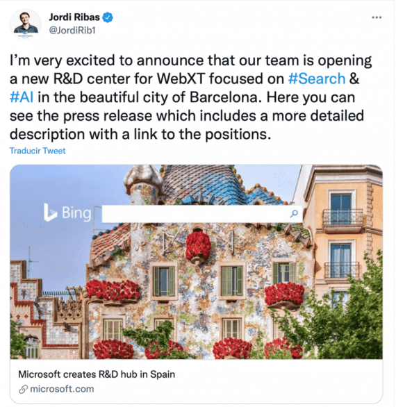 Microsoft elige Barcelona para su nuevo centro de I+D en IA